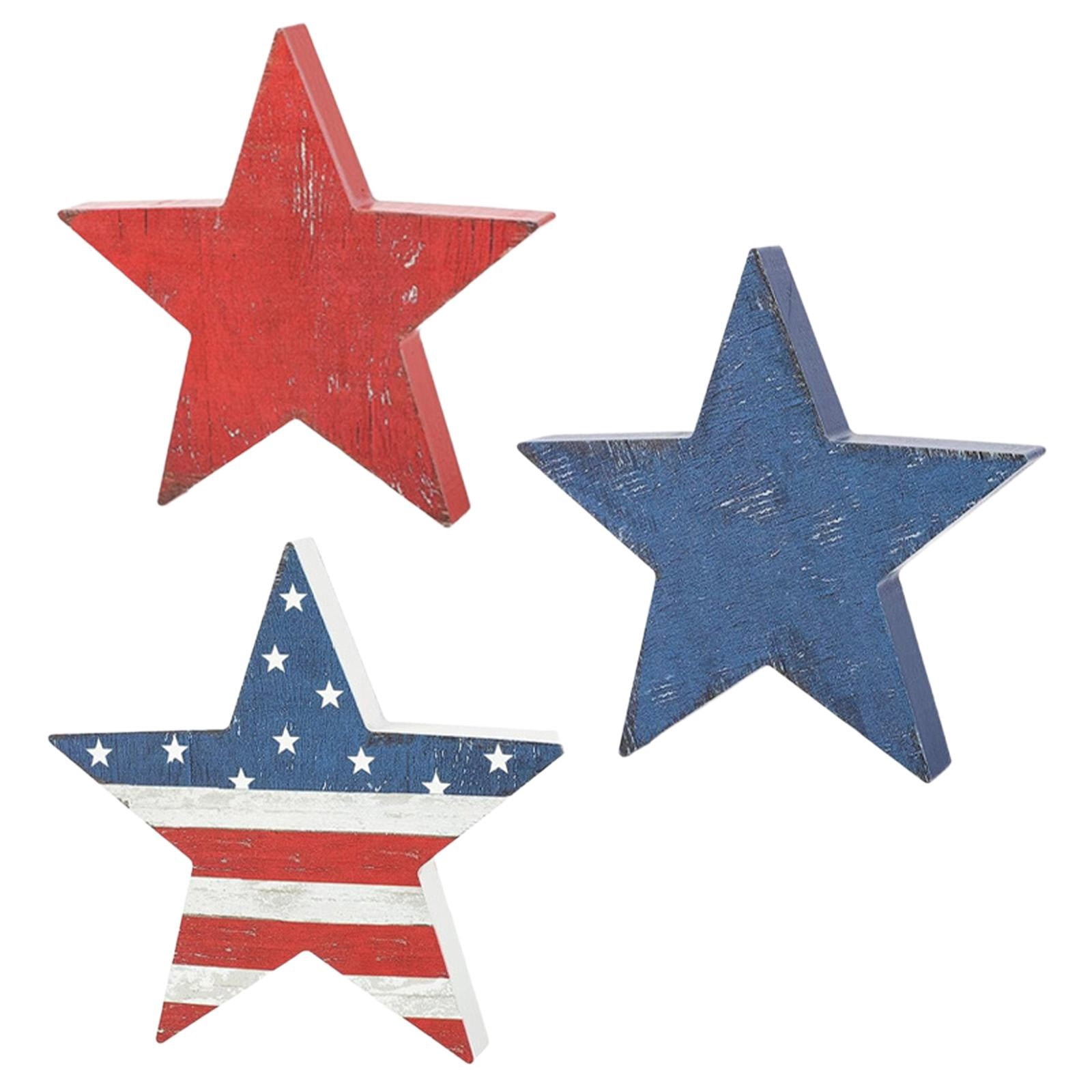 3 Pcs 4th of July Wooden Star Signs,Rustic Memorial Day Tiered Tray ...
