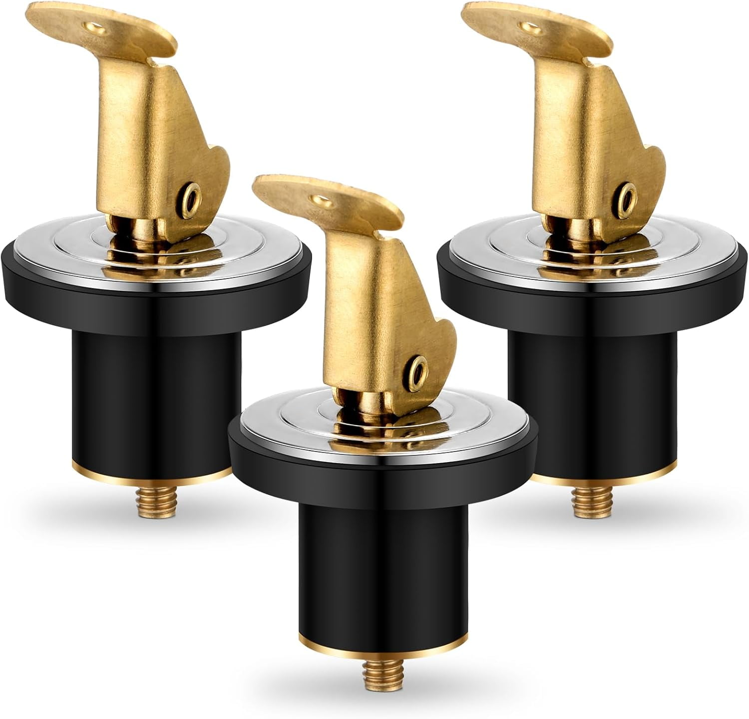 3 Pcs 5/8 Inch Baitwell Drain Plug Brass and Stainless Steel Snap Lock ...