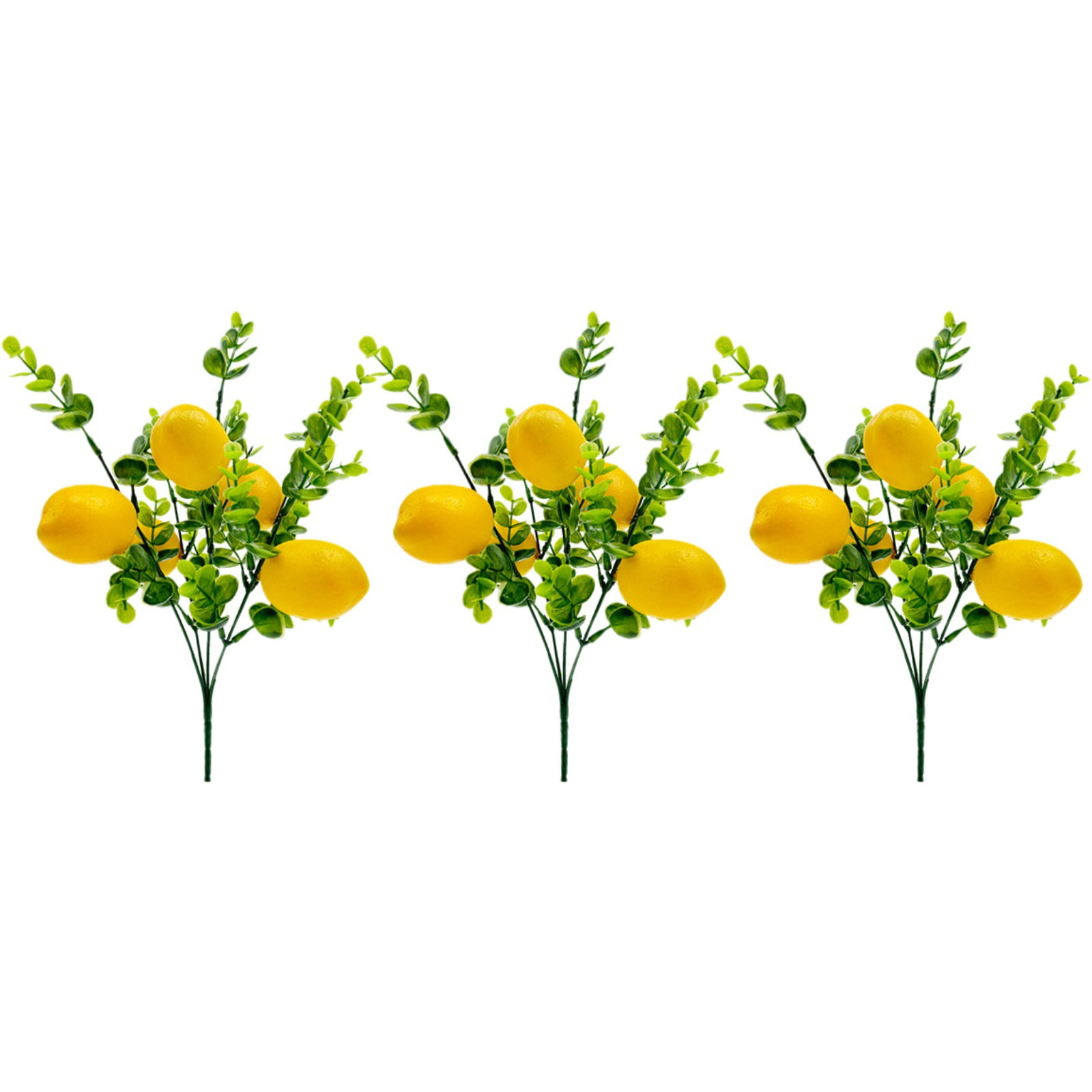 3 Pcs 5 Fork Artificial Lemon Branches Yellow Lemon Decor Faux Fake ...