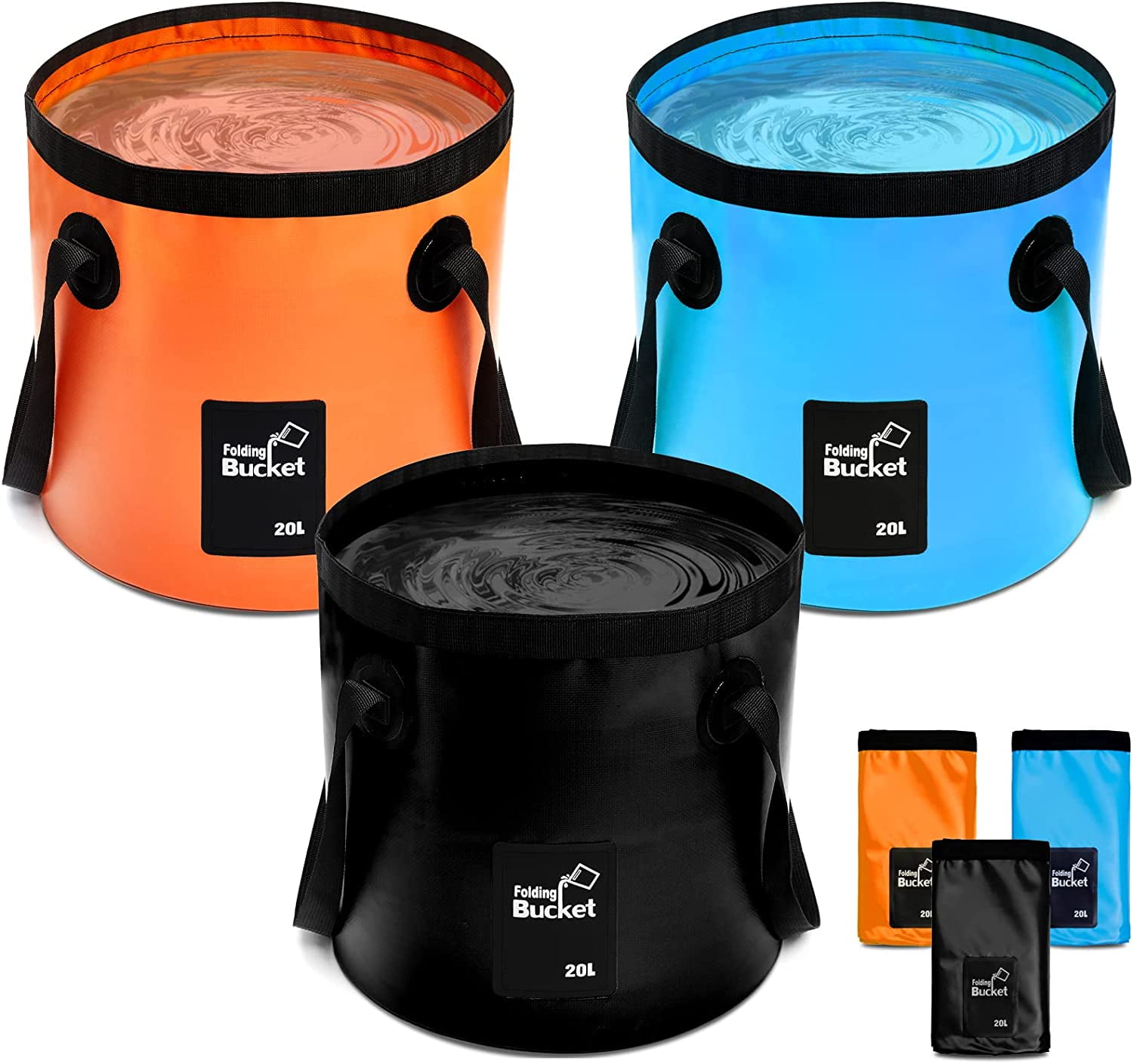 3 Pcs 5 Gallon Bucket Collapsible Foldable Bucket with Handle for ...