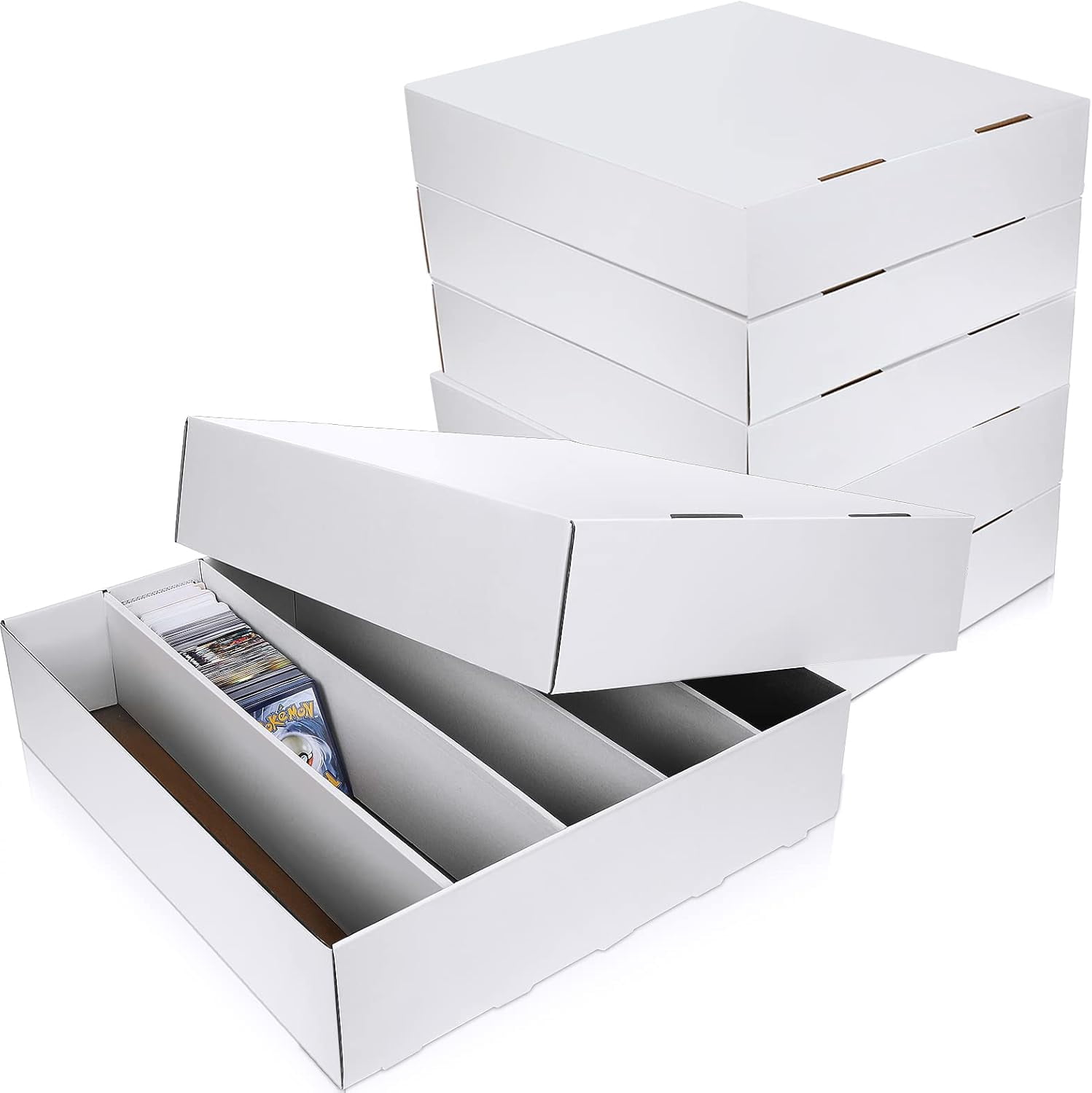 3 Pcs 5000 Count Card Storage Boxes for Trading and Gaming Cards White ...
