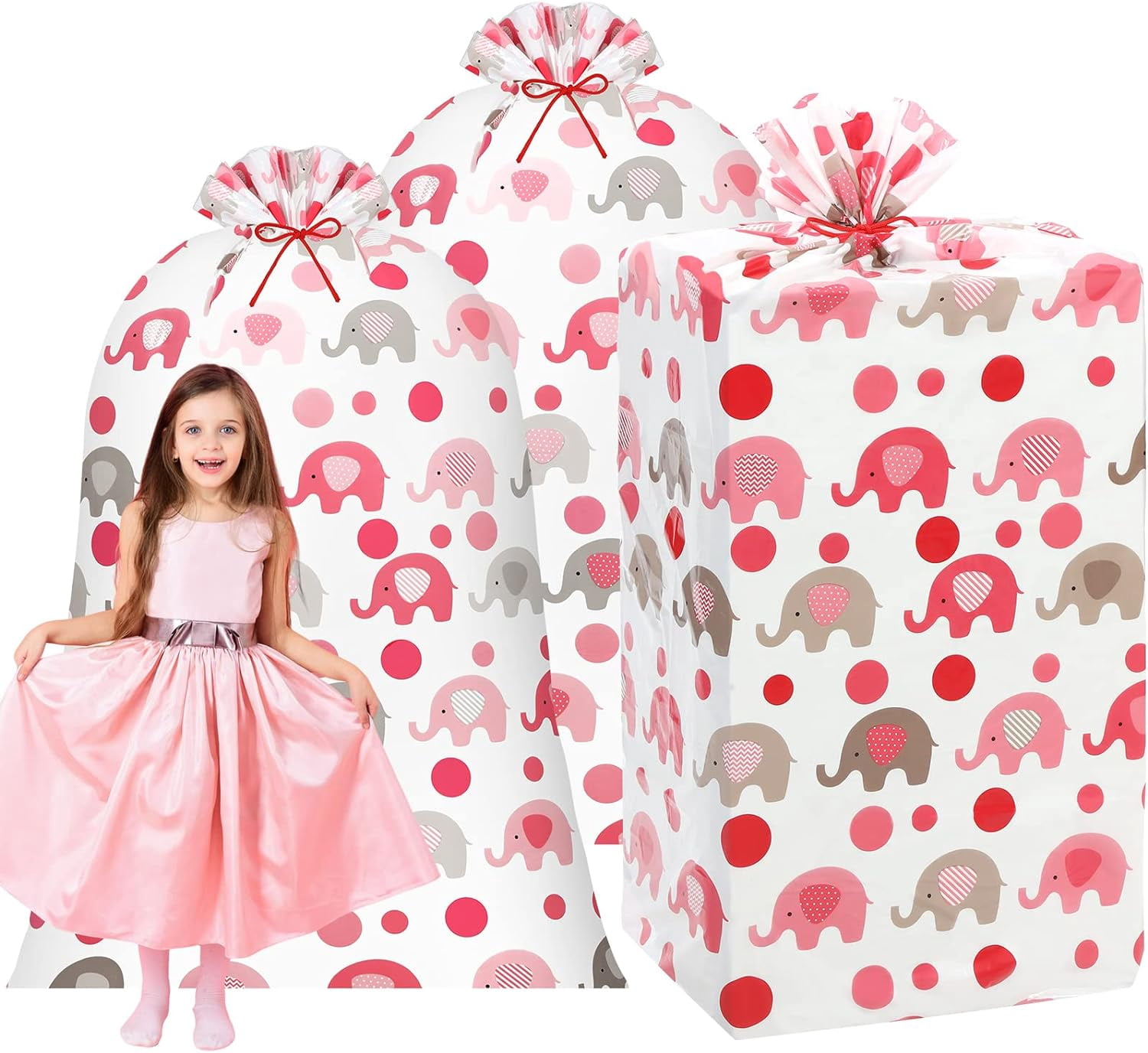 3 Pcs 56'' XL Extra Large Baby Shower Bag Blue Elephant Giant Oversized ...