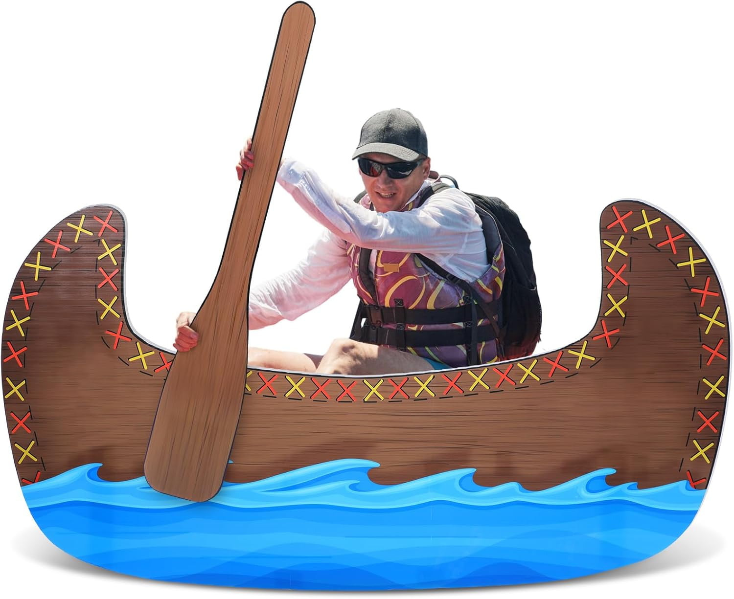 3 Pcs 5ft 3D Traditional Canoe Cardboard Cutout Stand up Set with 2 ...