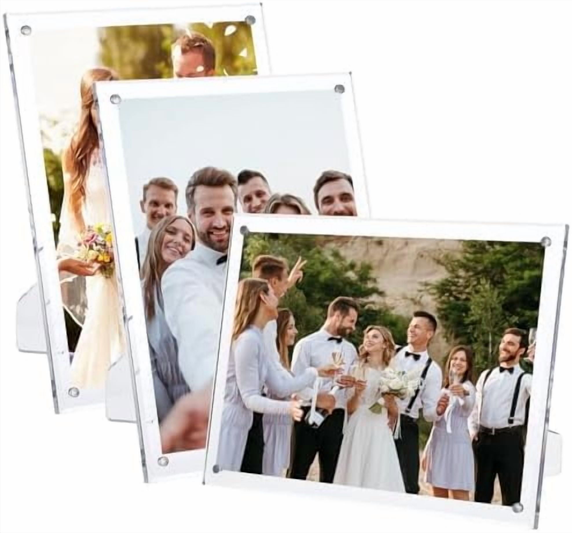 3 Pcs 5x7 Acrylic Picture Frames with Stand, Clear Magnetic Frameless ...