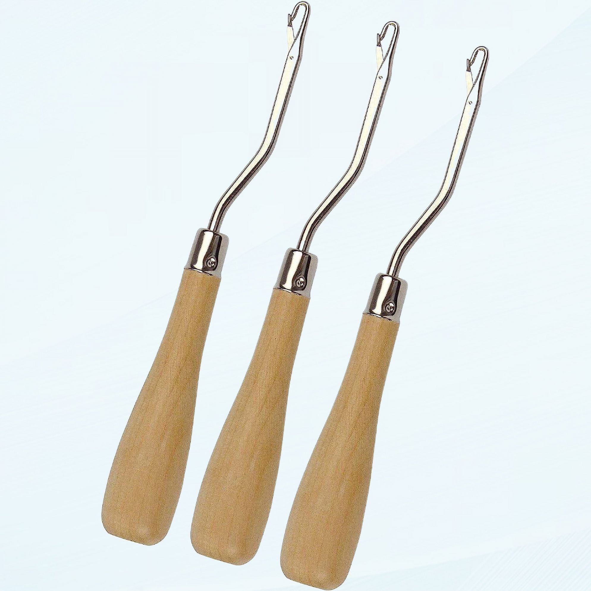 3 Pcs 6.5 Inch Wooden Bent Latch Hook Supplies Tool for Rug Making and ...