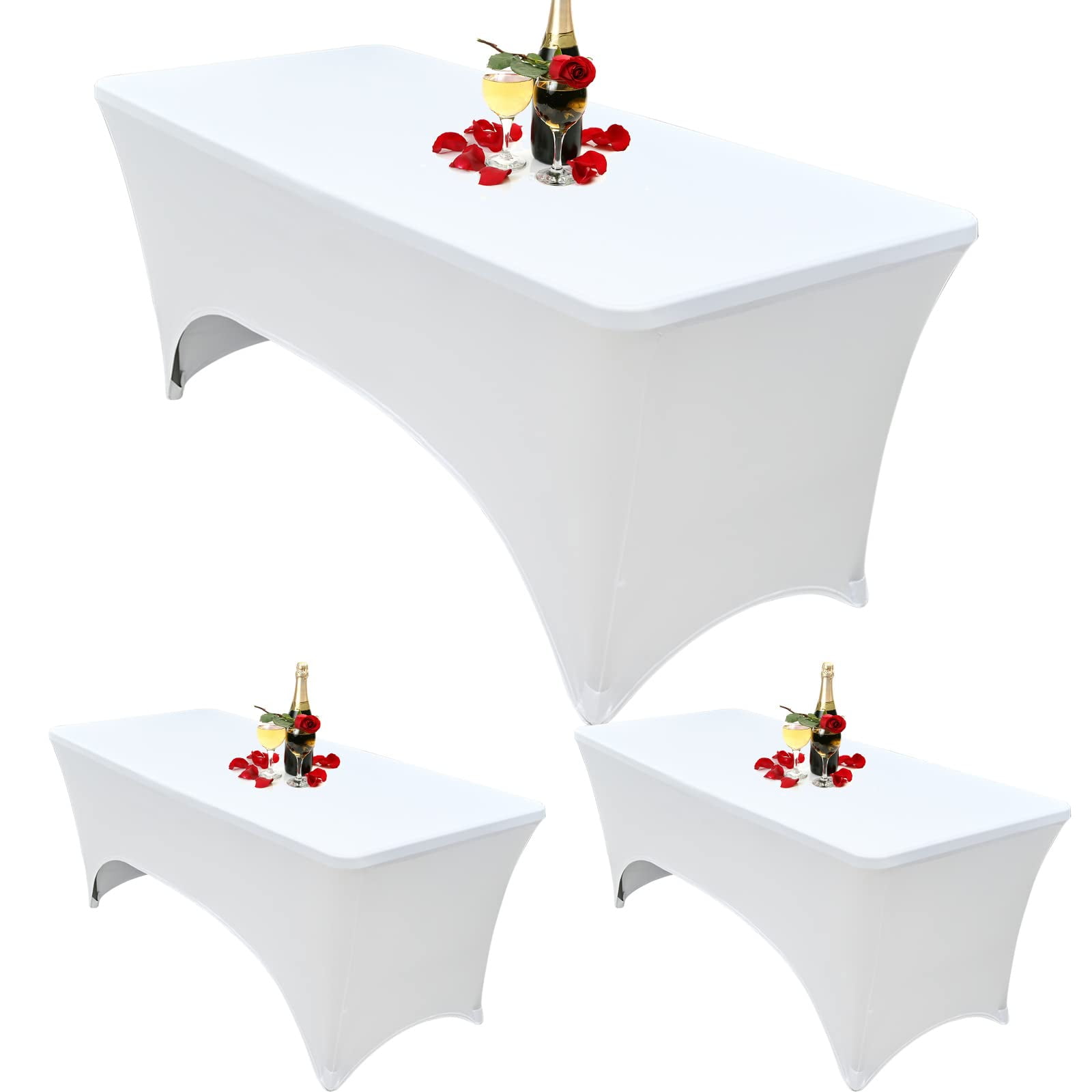 6 Ft Stretch Spandex Tablecloth, Rectangular Patio Cover for Folding ...