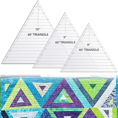 3 Pcs 60 Degree Triangle Ruler for Quilting 8 9 10 Inch Acrylic ...