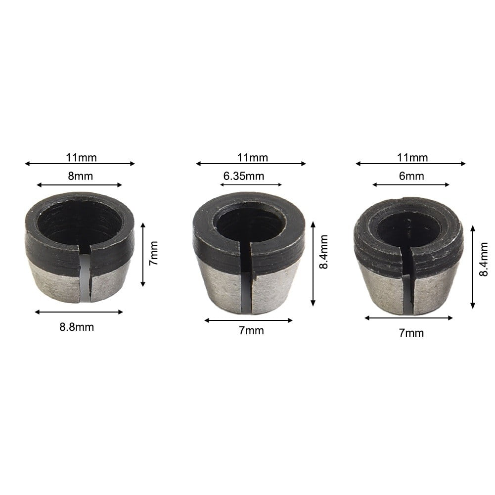 3 Pcs 6mm 6.35mm 8mm Collet Chuck for Engraving Trimming Machine ...