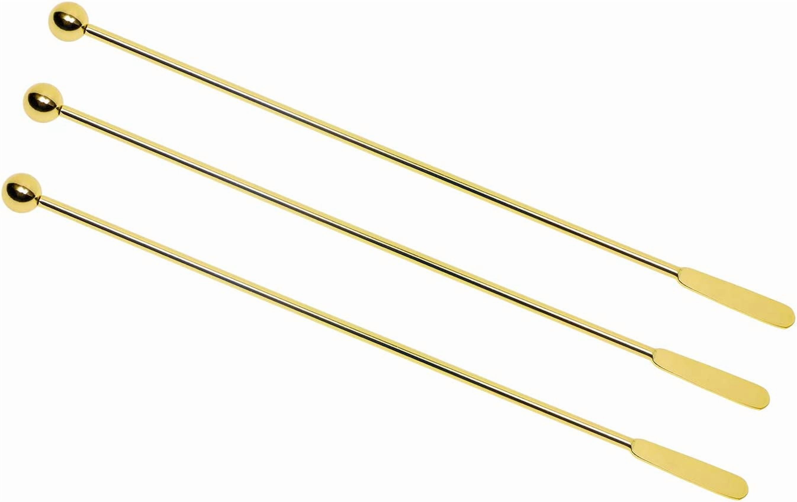 3 Pcs 7.4 Inch Coffee Stir Sticks Gold Stainless Steel Reusable Long ...