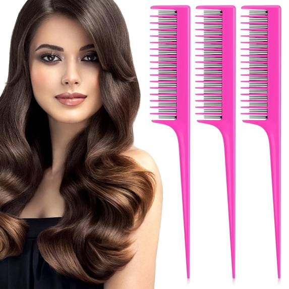 3 Pcs 8 Inch Triple Teasing Comb Rat Tail Comb with Pick for Women ...