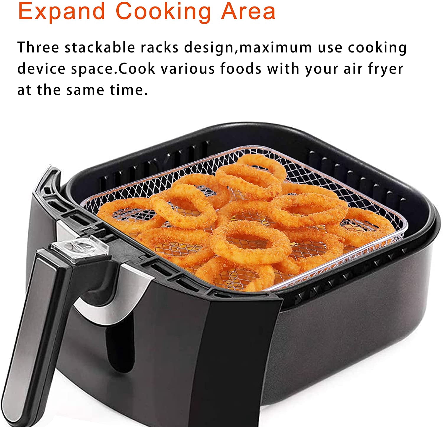 3 Pcs 8 inch Square Air Fryer Rack, Stackable Multi-Layer Stainless ...