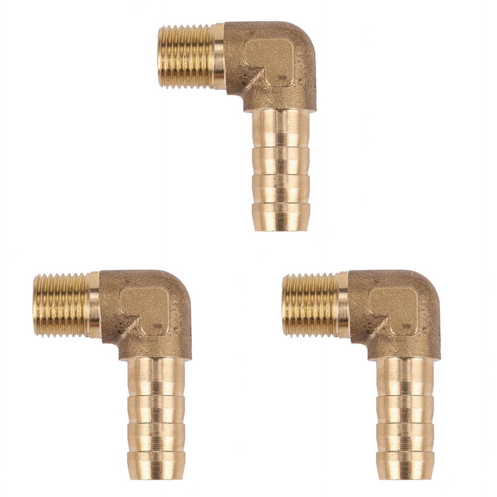 3 Pcs 8mm Hose X 3/8 Inch Male Thread 90 Degree Brass Elbow Barb Coupler Connector - Walmart.com