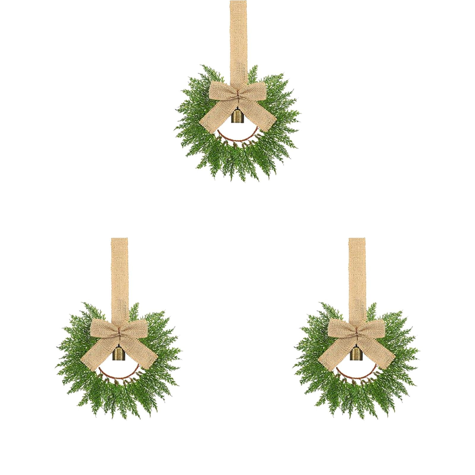 3 Pcs 9.8" Small Christmas Cabinets Wreaths Mini Wreaths for Kitchen ...