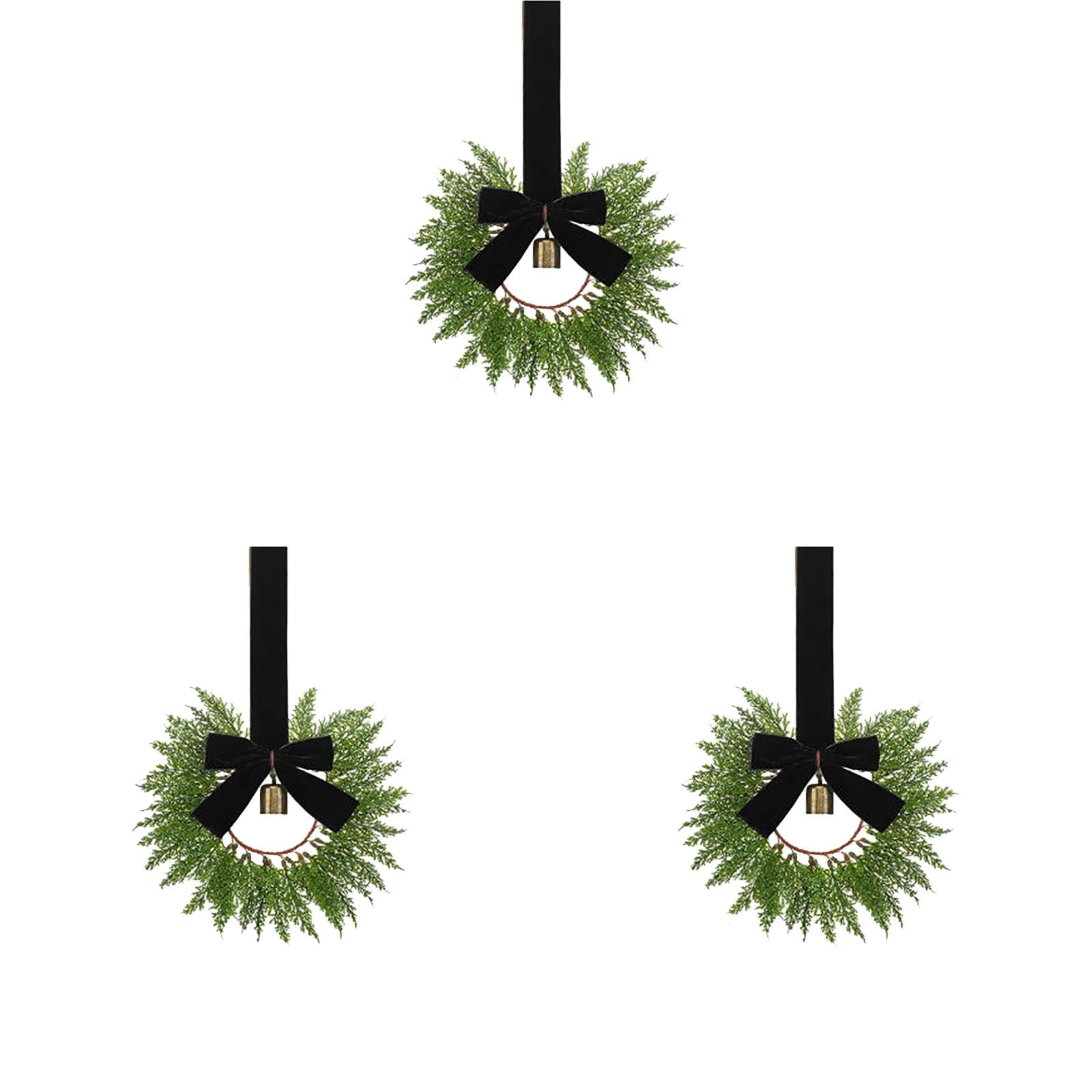 3 Pcs 9.8" Small Christmas Cabinets Wreaths Mini Wreaths for Kitchen ...