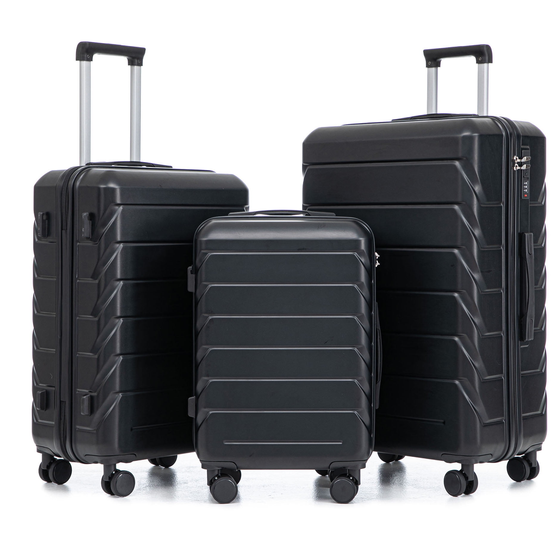 3 Pcs ABS Spinner Wheel Luggage 20"/24"/28" with Combination Lock for ...