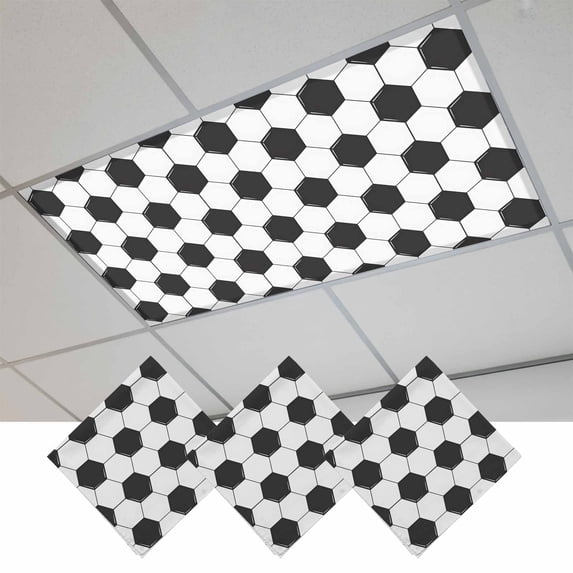 3 Pcs Abstract Soccer Skin Fluorescent Light Covers Modern Abstract ...