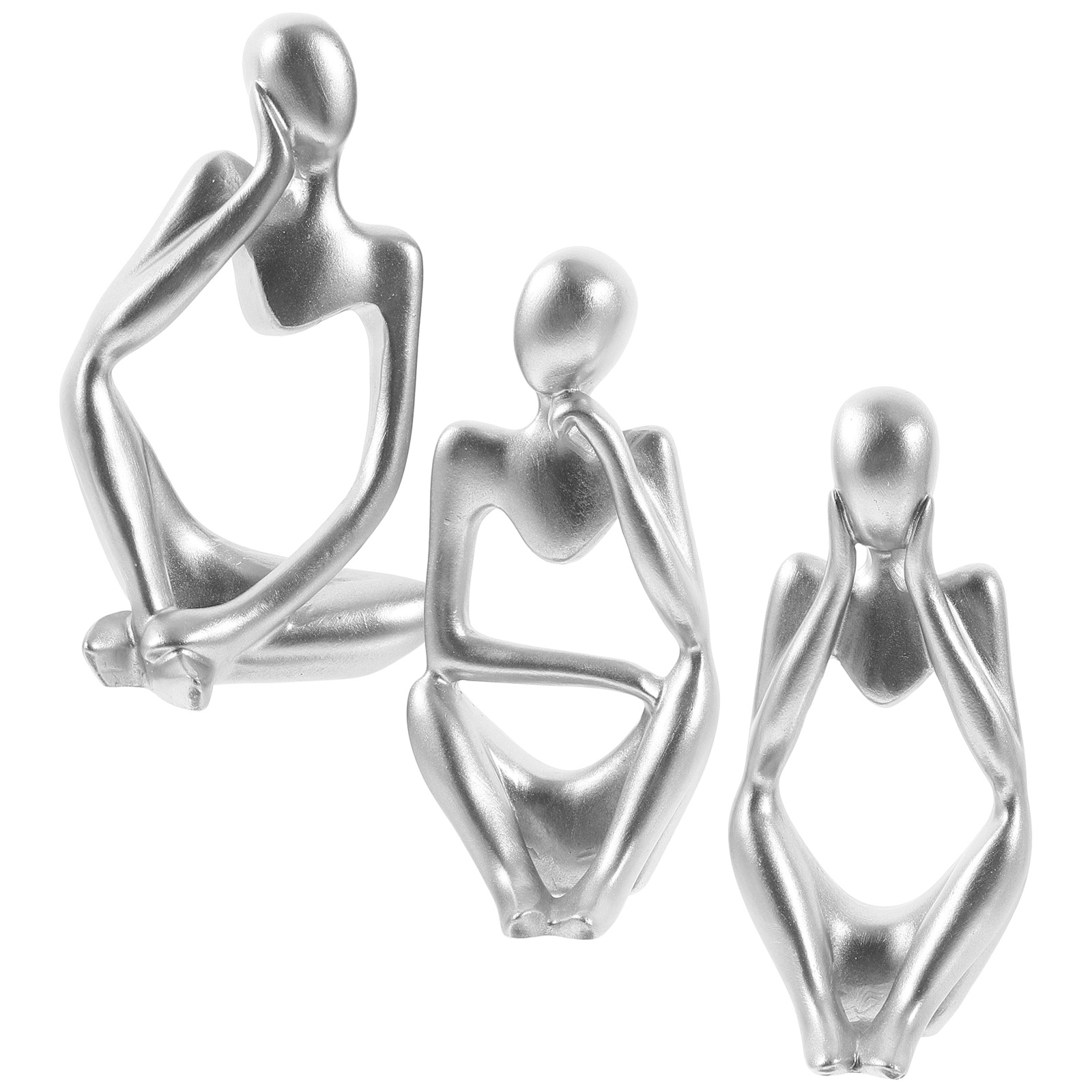 3 Pcs Abstract Thinker Statue Decors Bookend Sculpture Art Figurine ...