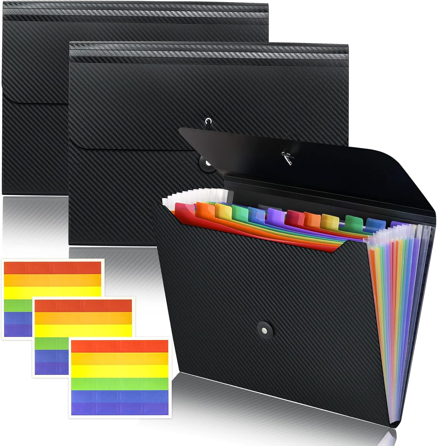 3 Pcs Accordian File Organizer Expanding File Folder, 13 Pockets File ...