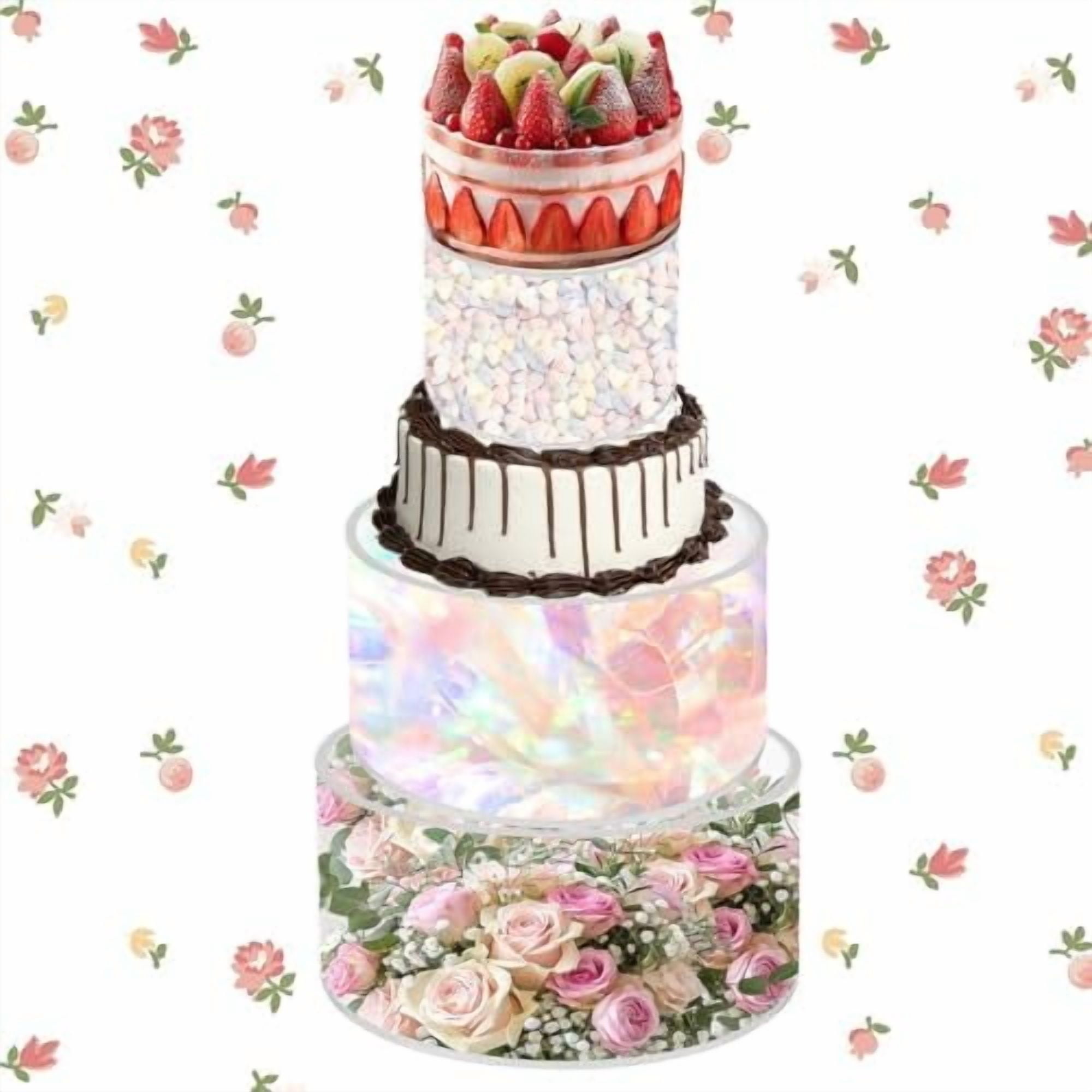 3 Pcs Acrylic Cake Stand, Fillable Cake Riser, Clear Cake Stand Round ...