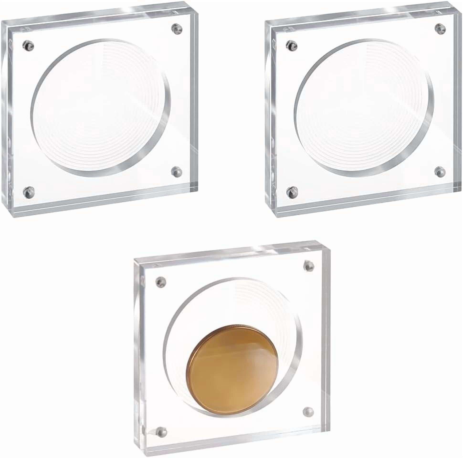 3 Pcs Acrylic Challenge Coin Display Holder with Clasps 2.33inch Round ...