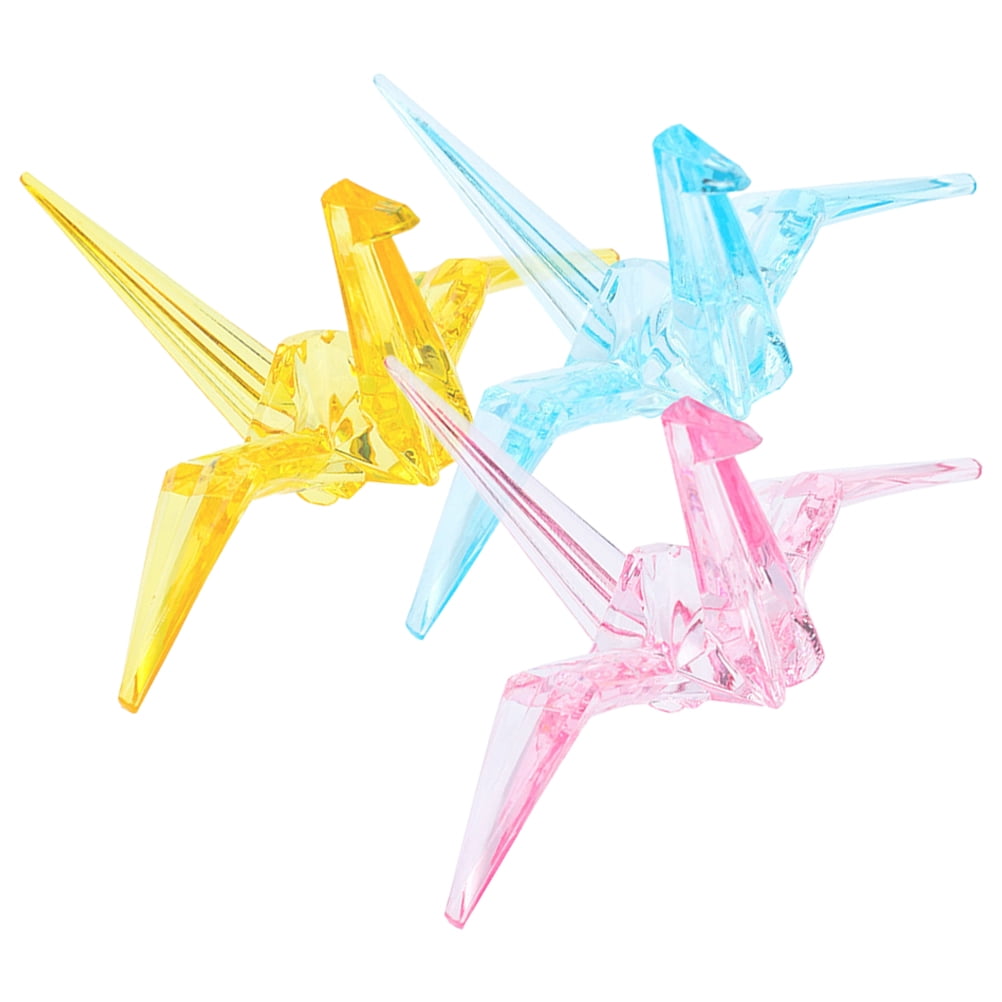 3 Pcs Acrylic Crafts for Kids Origami Crane Statue Decor Garland Child ...