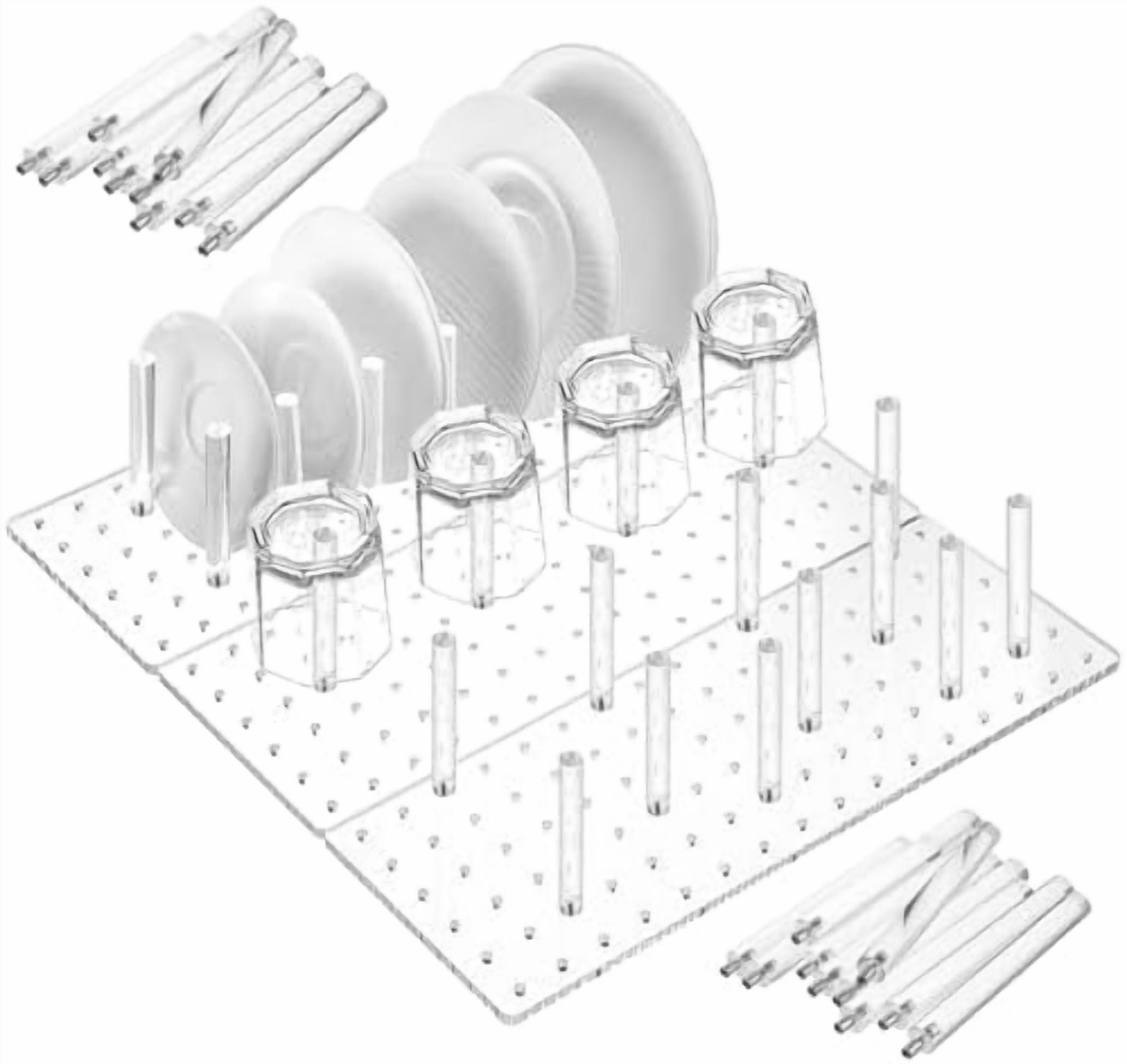 3 Pcs Acrylic Pegboard Drawer Organizer with 32 Pegs - 16 x 5.91 in ...