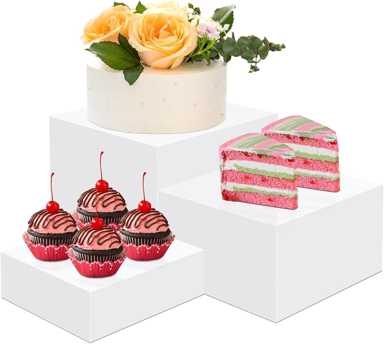 3 Pcs Acrylic Risers for Display 8", 7", 6" Sizes Food Buffet Riser ...