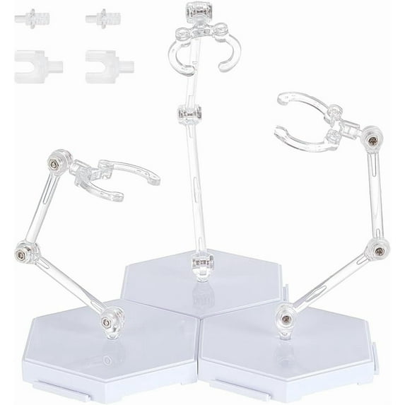 3 Pcs Action Figure Stand White Assembly Action Figure Display Holder ...