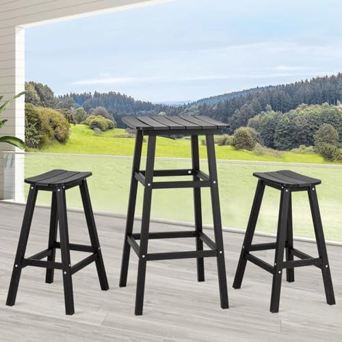 3 Pcs Adirondack Outdoor Bar Table and Chairs Set, Round Bar Height ...