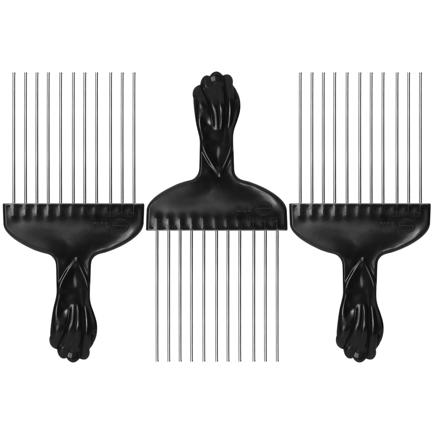 3 Pcs Afro Pick,Metal Hair Pick for Curly Hair,6” Steel Afro Comb with ...