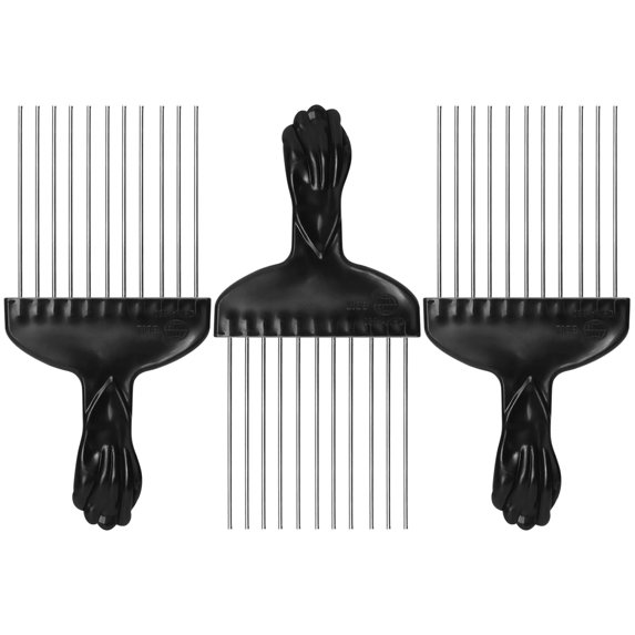 3 Pcs Afro Pick,Metal Hair Pick for Curly Hair,6” Steel Afro Comb with ...