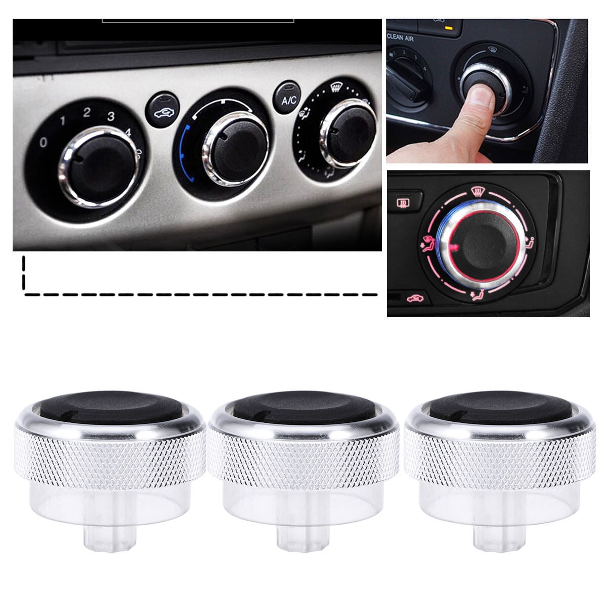 MIPCASE 3Pcs Plated Silver Alloy Air Conditioning Control Knob Button ...