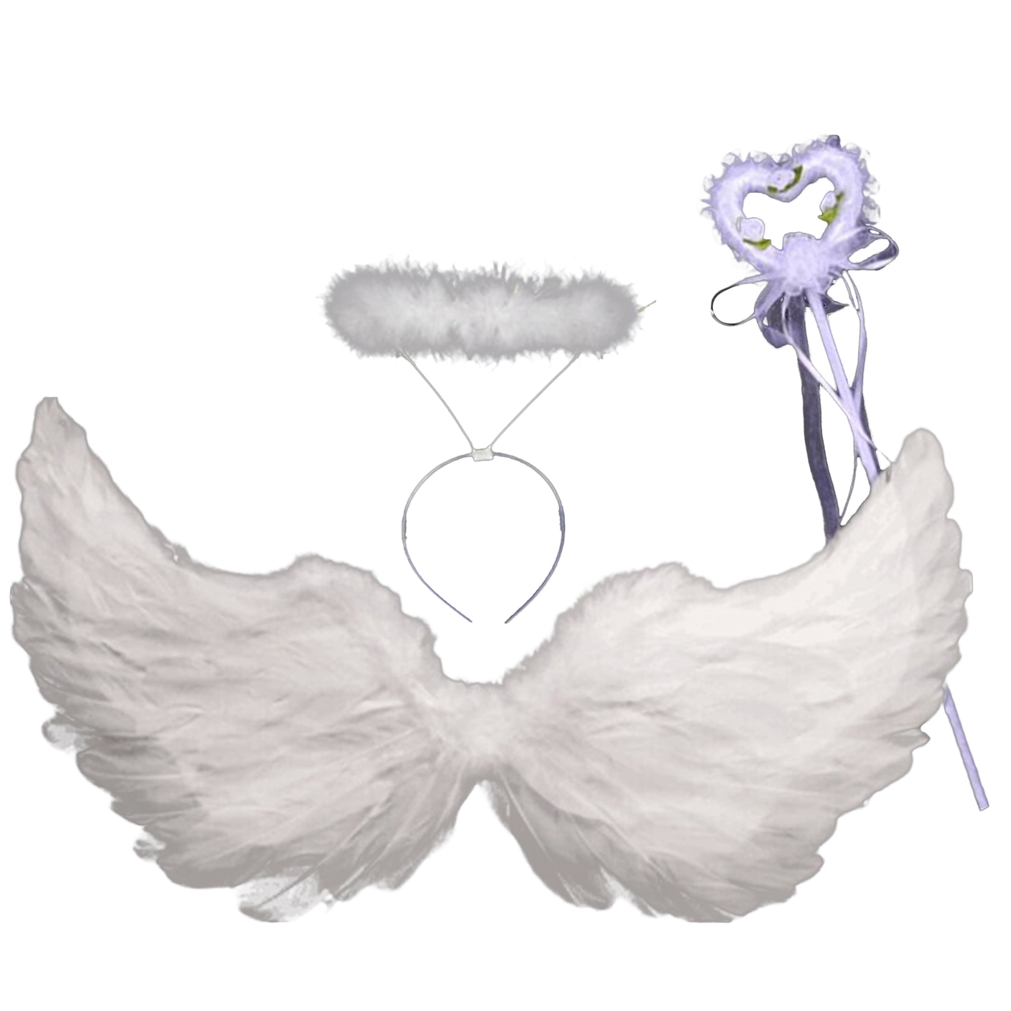 3 Pcs Angel Wings Christmas Girls Angel Costume Set Angel Feather Wings ...