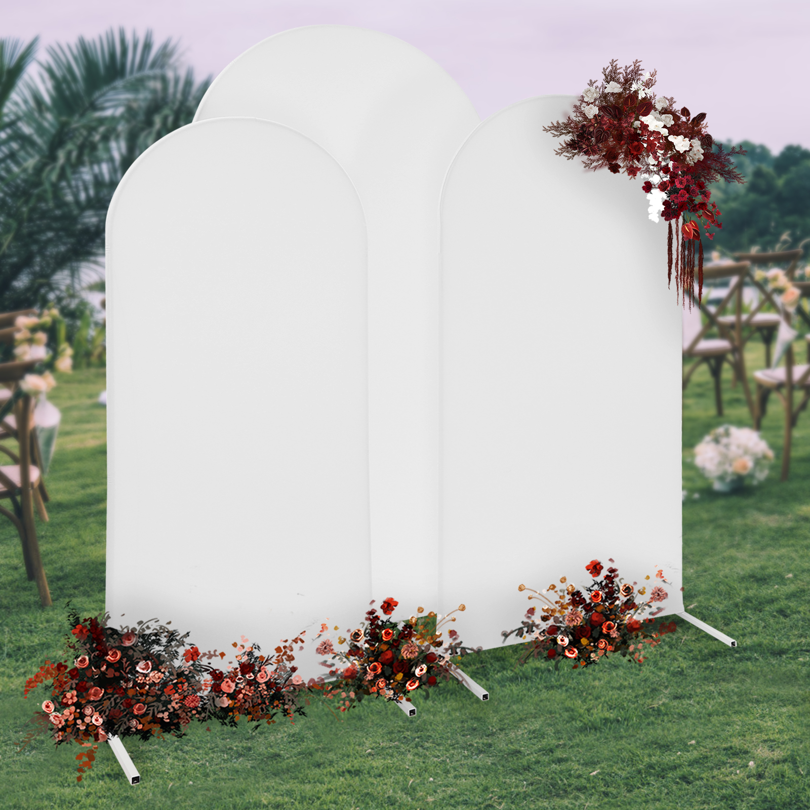 3 Pcs Arch Backdrop Stand White Wedding Arch Stand Wedding Arch Cover ...