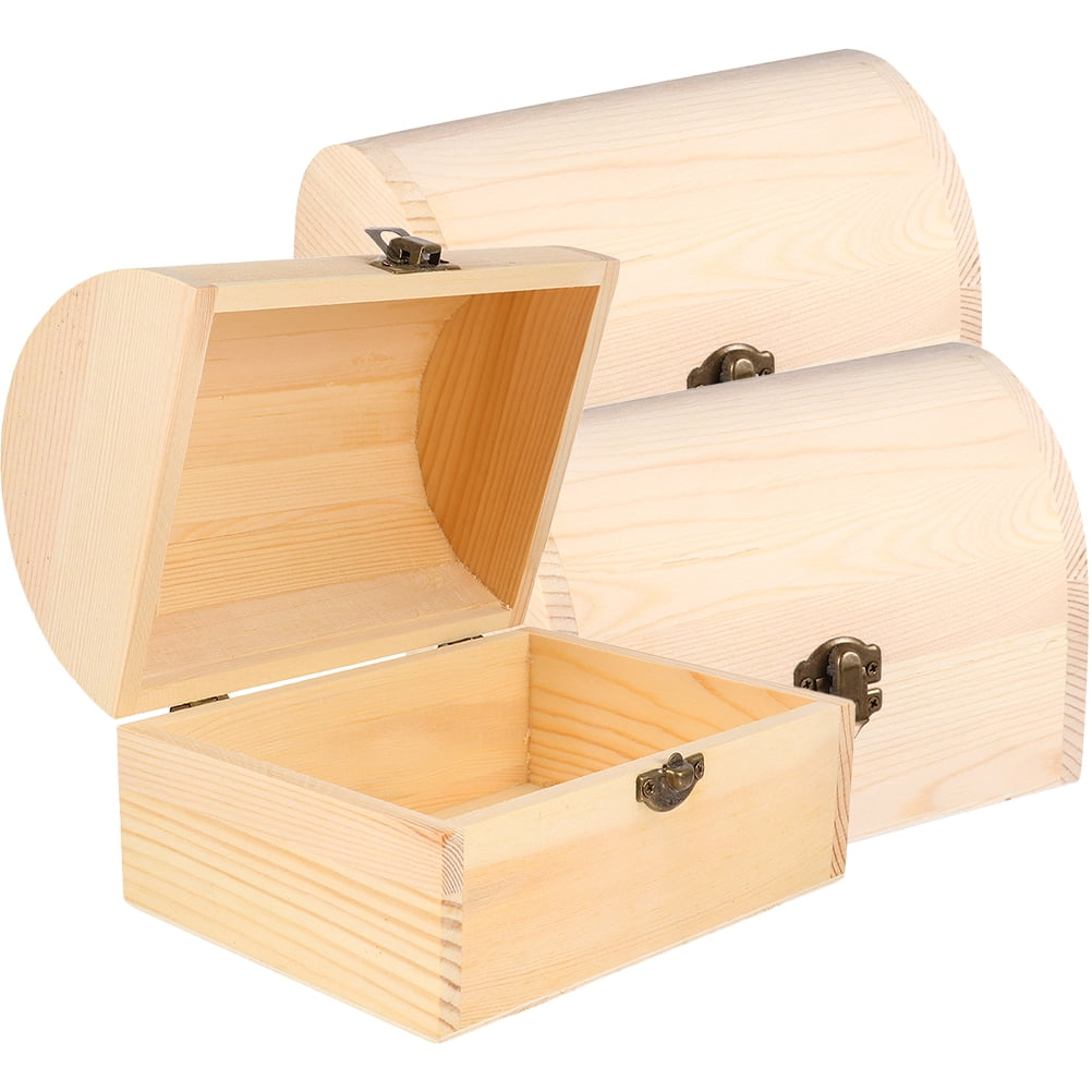 3 Pcs Arched Wooden Box Boxes for Crafts Vintage Decor Woodsy Treasure ...
