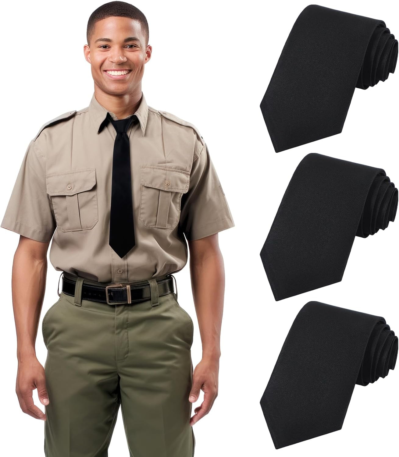 3 Pcs Army Uniform Tie 4 in Hand Black Military Tie Military Uniform ...