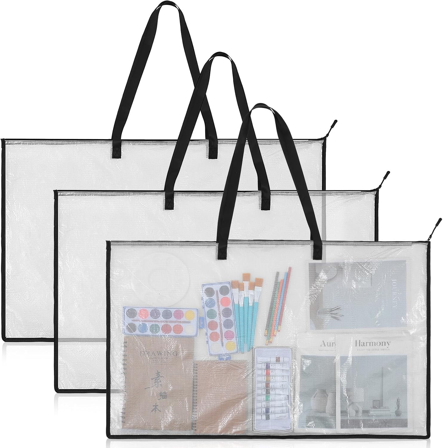 3 Pcs Art Portfolio Case, 35 x 23 Inch Large Transparent PVC Storage ...