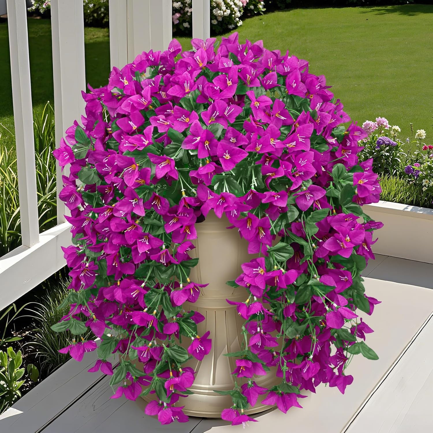 3 Pcs Artificial Hanging Flowers for Outdoors, Fake Hanging Plants Silk ...