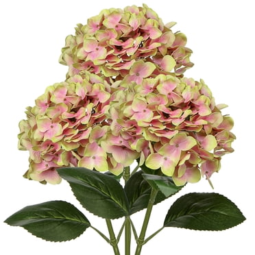 Dolicer 3 Pcs Real Touch Hydrangea Artificial Flowers, 21" Pink Fake ...