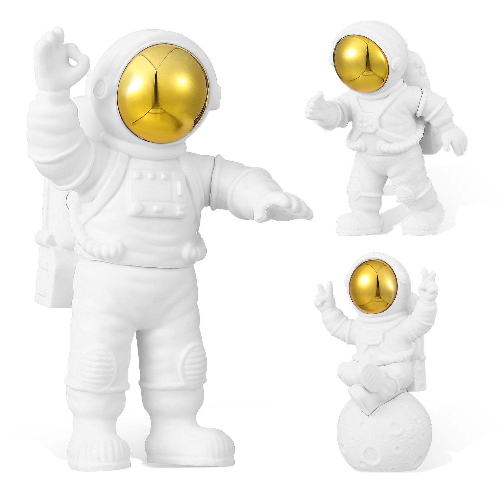 3 Pcs Astronaut Figures Spacemen Statues Space Themed Astronaut ...