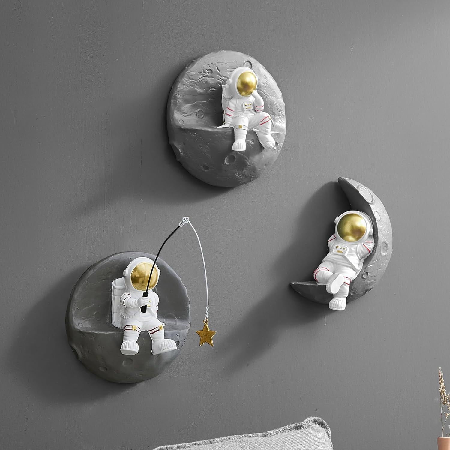 3 Pcs Astronauts Wall Sculpture Decor for Modern Home Decor Background ...