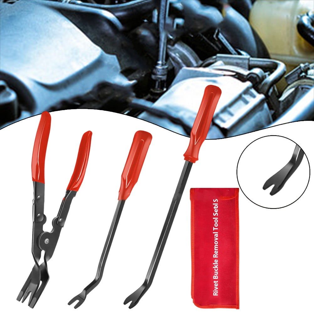 3 Pcs Auto Clip Pliers Set And Fastener Remover Car Removal Pry Tool ...