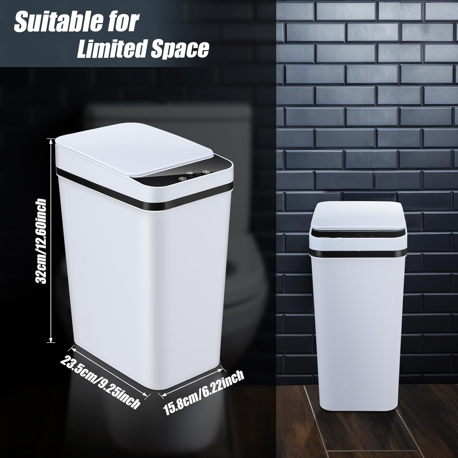 3 Pcs Automatic Bathroom Trash Can with Lid 3 Gallon Touchless Motion ...