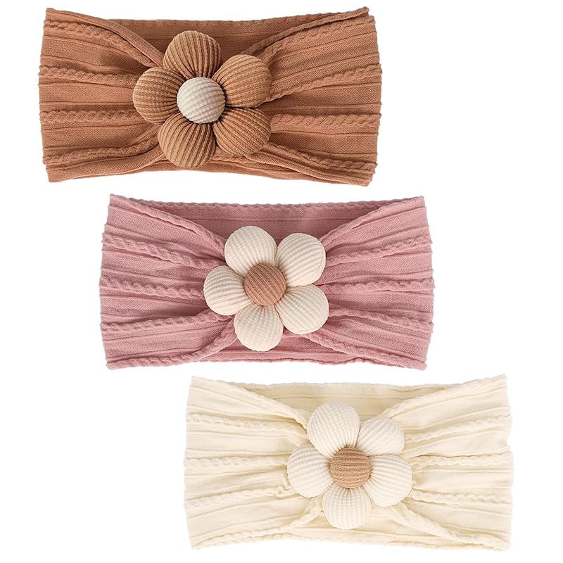 3 Pcs Baby Flower Headbands Baby Girls Nylon Headband Soft Hairbands ...