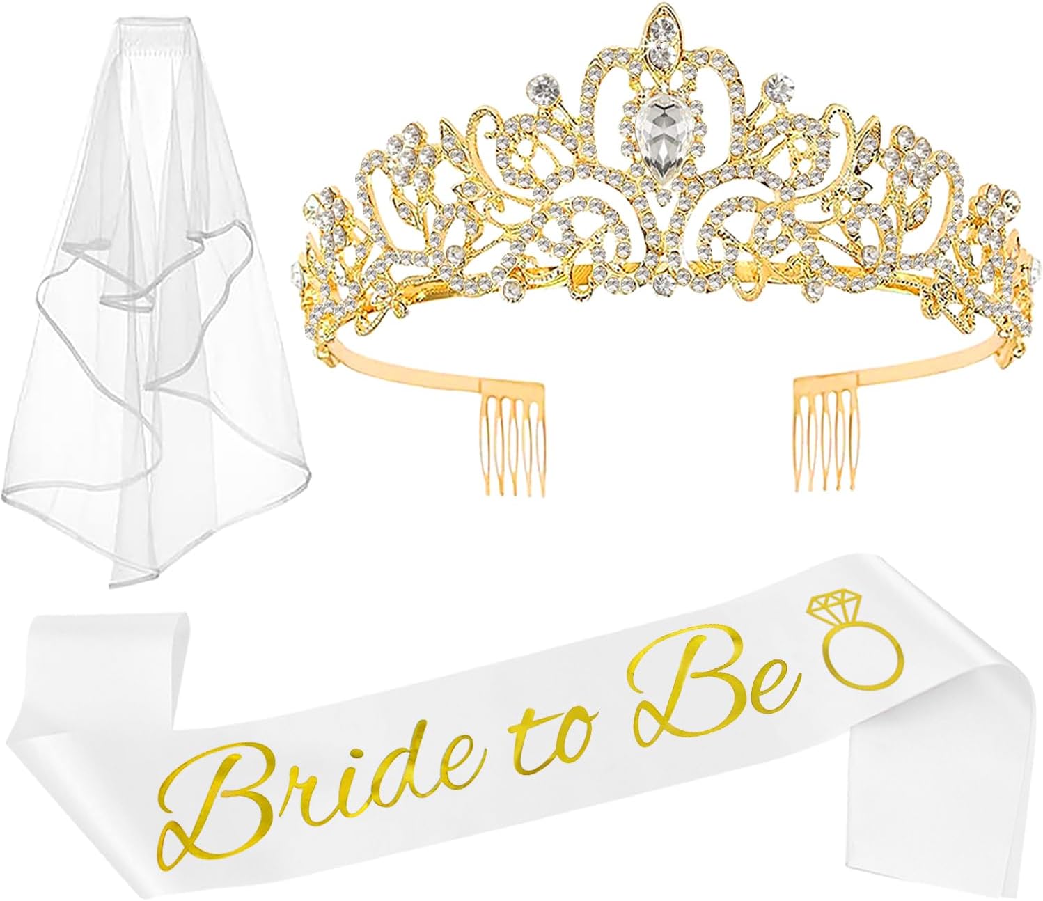 3 Pcs Bachelorette Party Decorations Bridal Shower Crown, Bride to Be ...