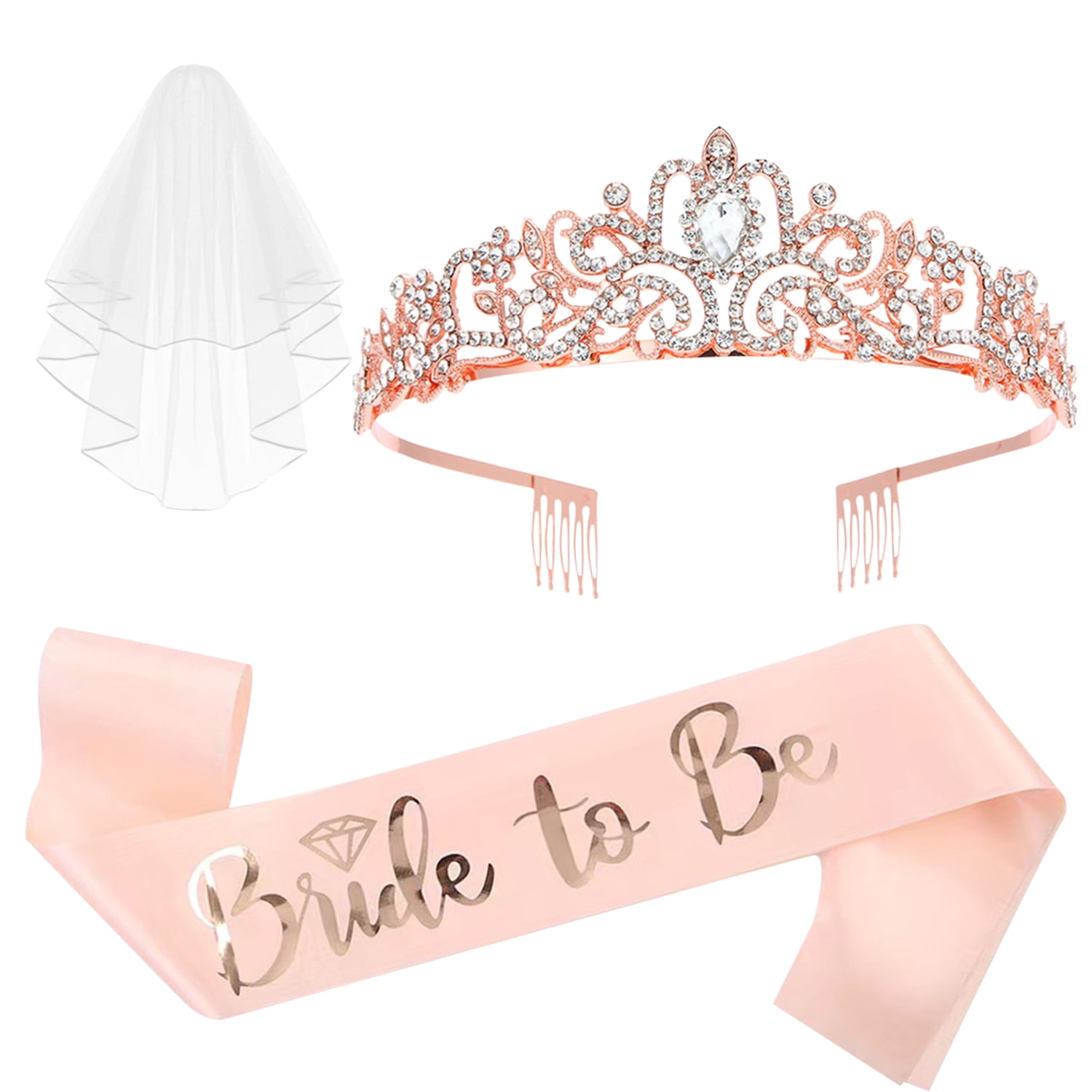 3 Pcs Bachelorette Party Decorations, Bride to Be Sash, Tiara, Crown ...