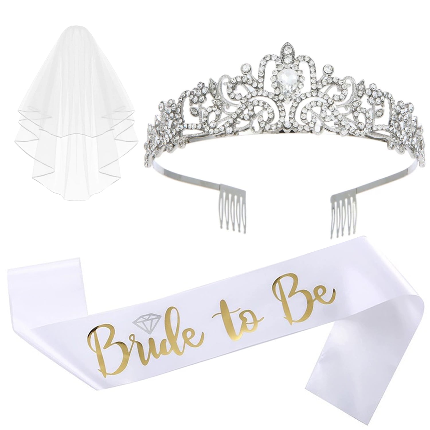 3 Pcs Bachelorette Party Decorations, Bride to Be Sash, Tiara, Crown ...