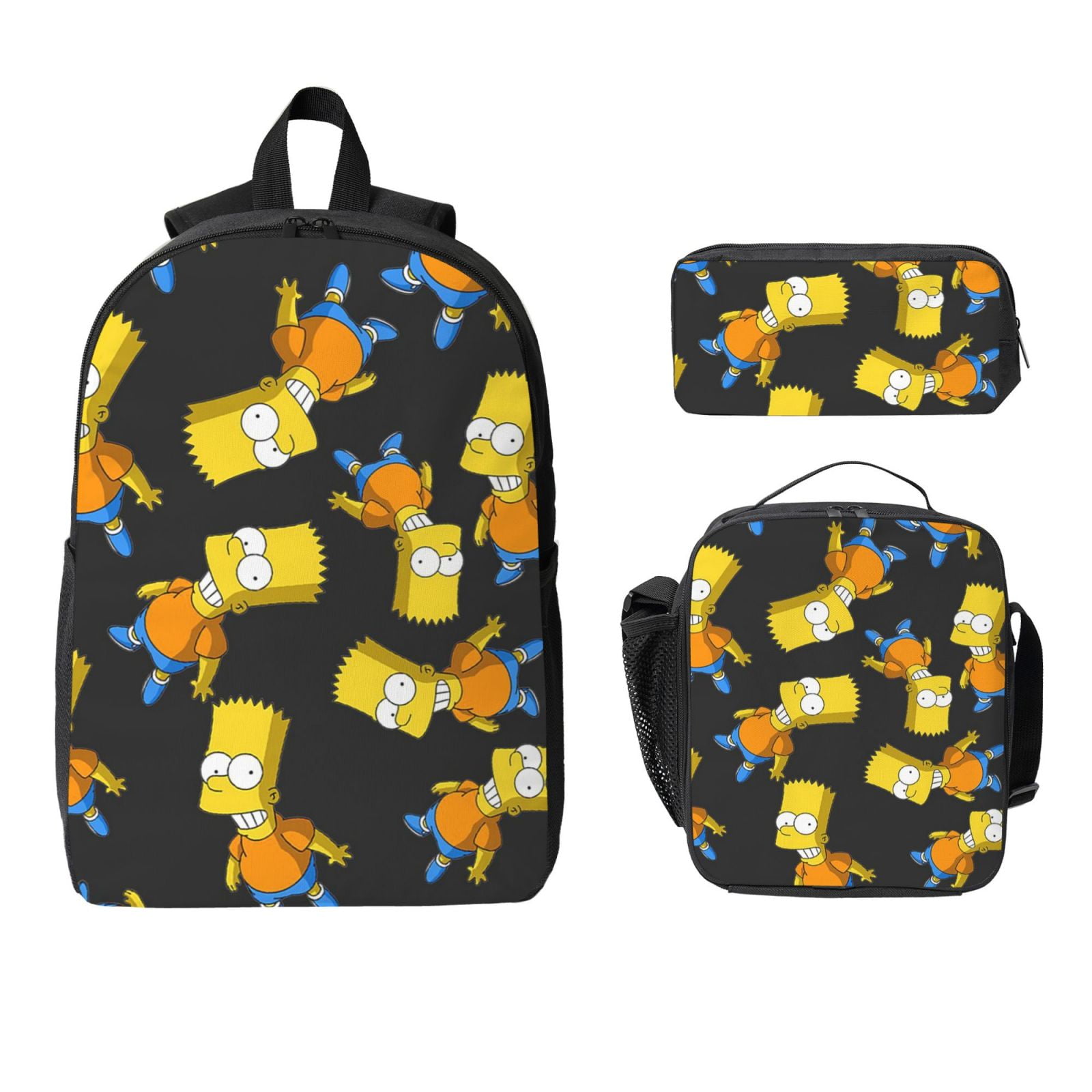 3 Pcs Backpacks Set Simpson Cartoon Casual Travel Bag Portable ...