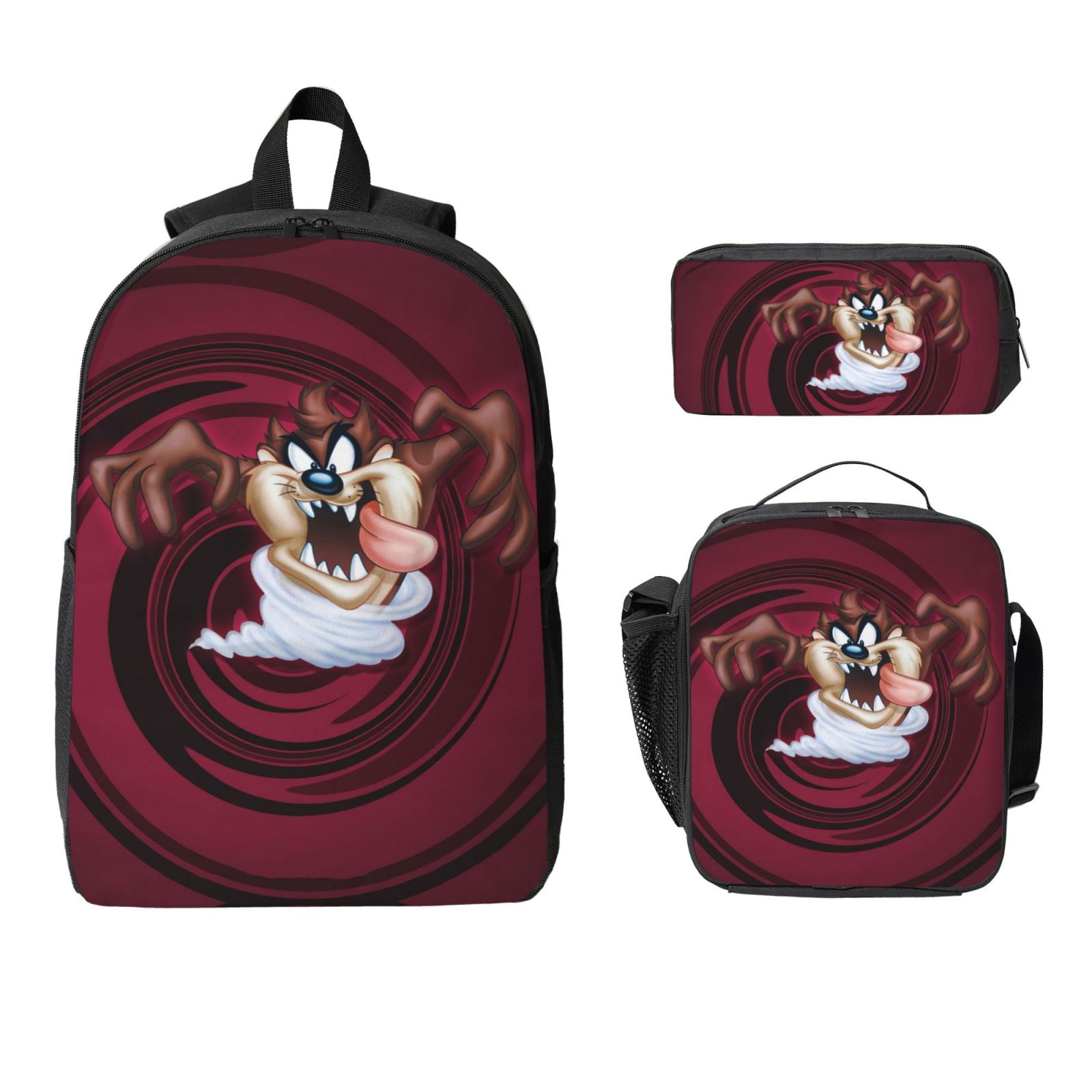 3 Pcs Backpacks Set Tasmanian Devil Taz Cartoon Casual Travel Bag Portable Lightweight Daypack ...