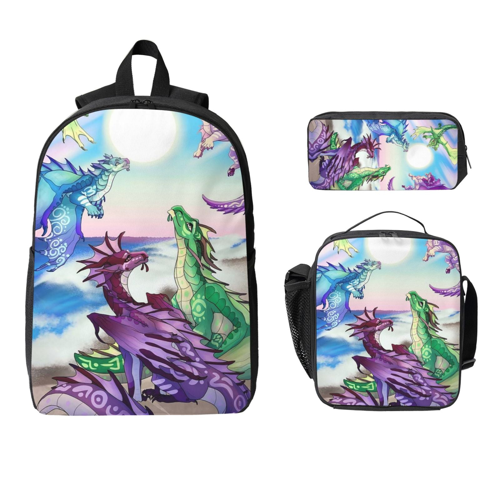 3 Pcs Backpacks Set Wings Of Fire Cartoon Casual Travel Bag Portable ...